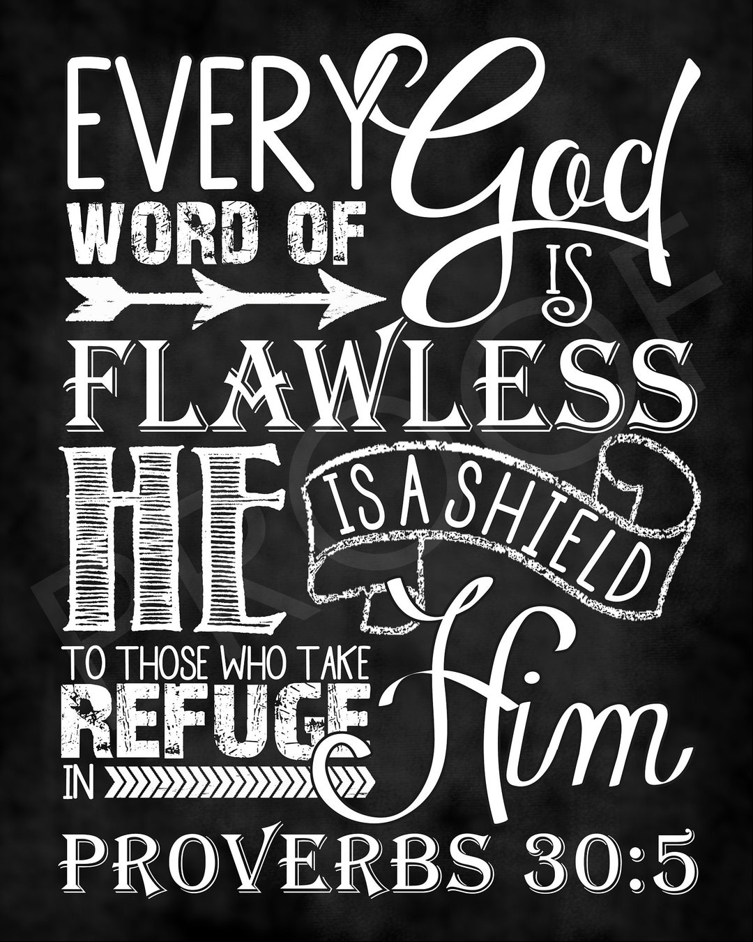 Scripture Art - Proverbs 30:5 ~ Chalkboard Style - Etsy