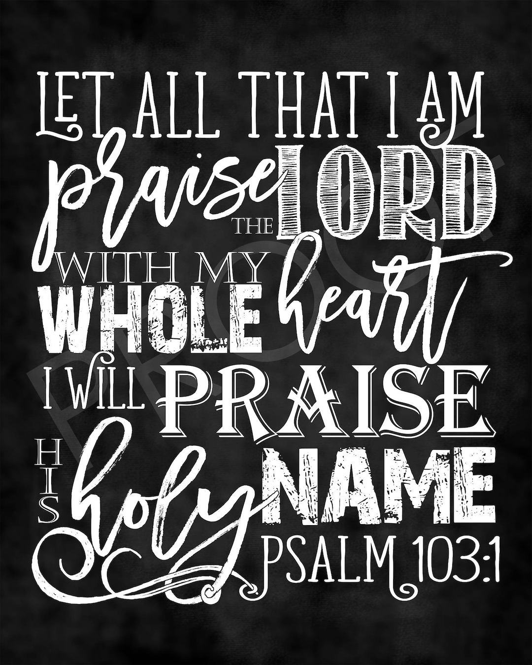 Scripture Art - Psalm 103:1 ~ Chalkboard Style - Etsy