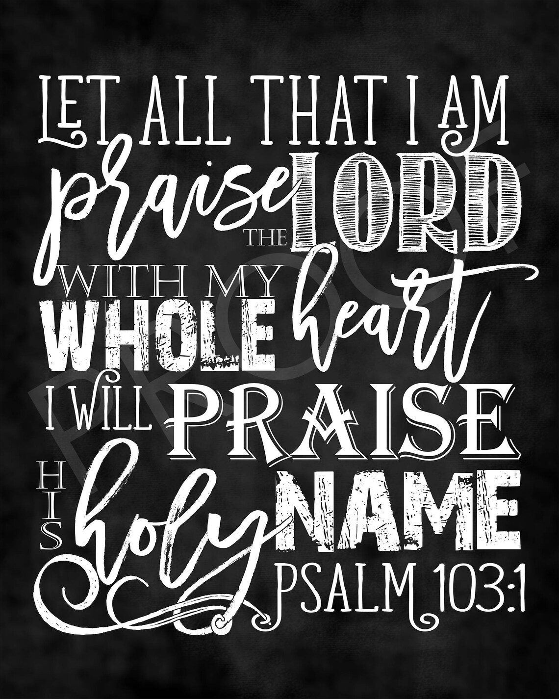 Scripture Art Psalm 103:1 Chalkboard Style | Etsy