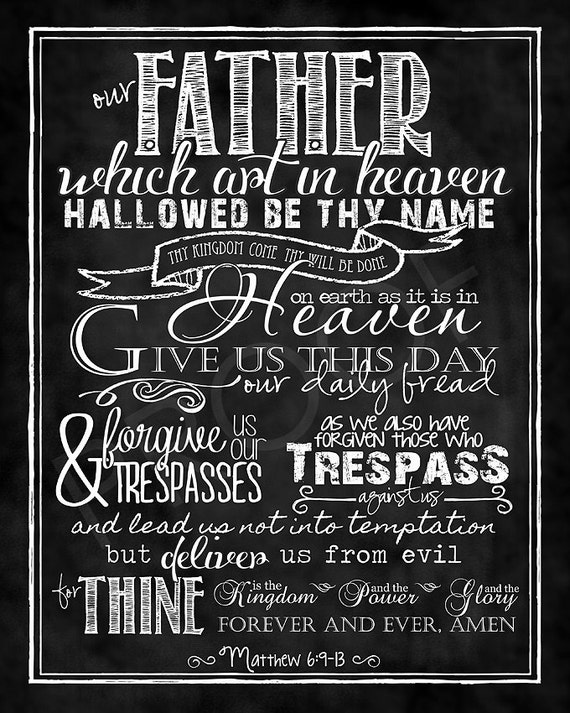 Scripture Art Matthew 6:9-13 Chalkboard Print the | Etsy