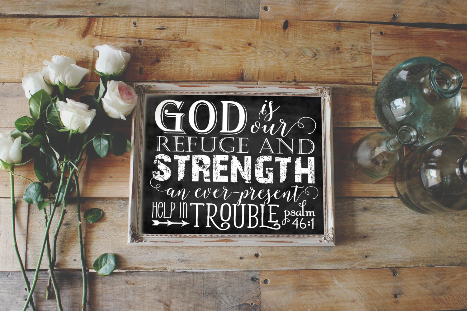 Scripture Art Psalm 46:1 Chalkboard Style | Etsy
