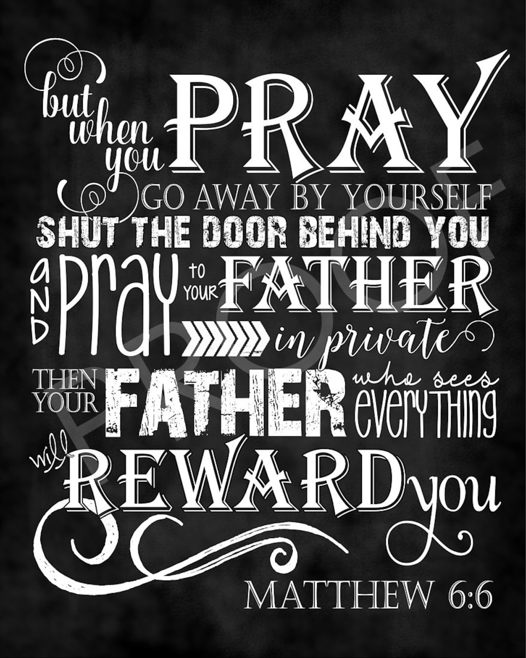 Scripture Art - Matthew 6:6 NLT ~ Chalkboard Style - Etsy