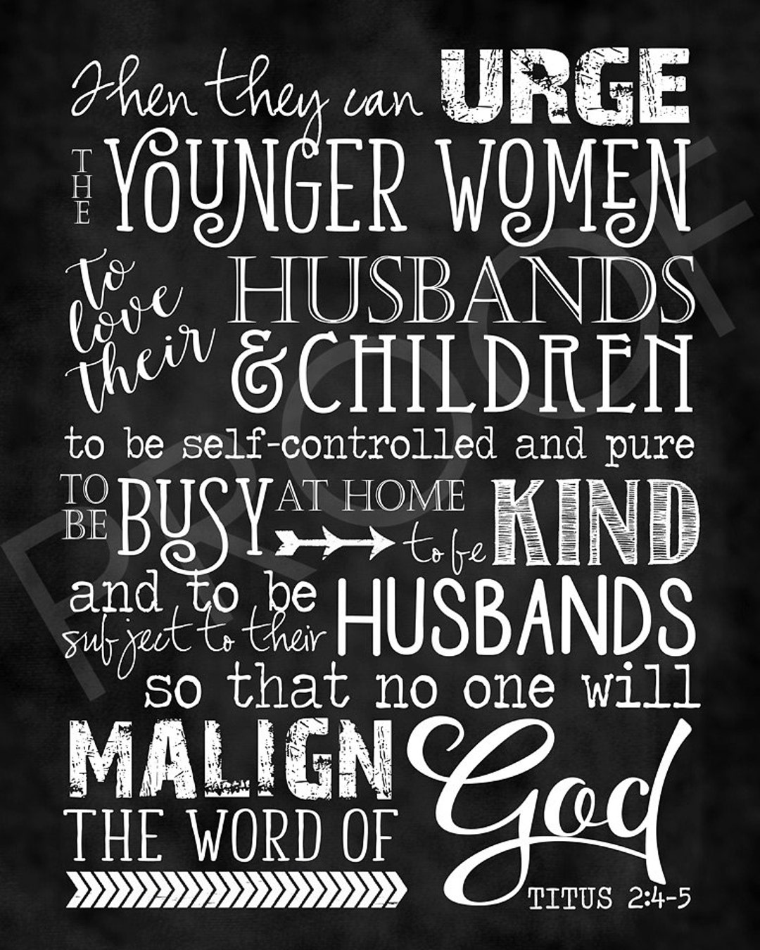 Scripture Art - Titus 2:4-5 ~ Chalkboard Style - Etsy