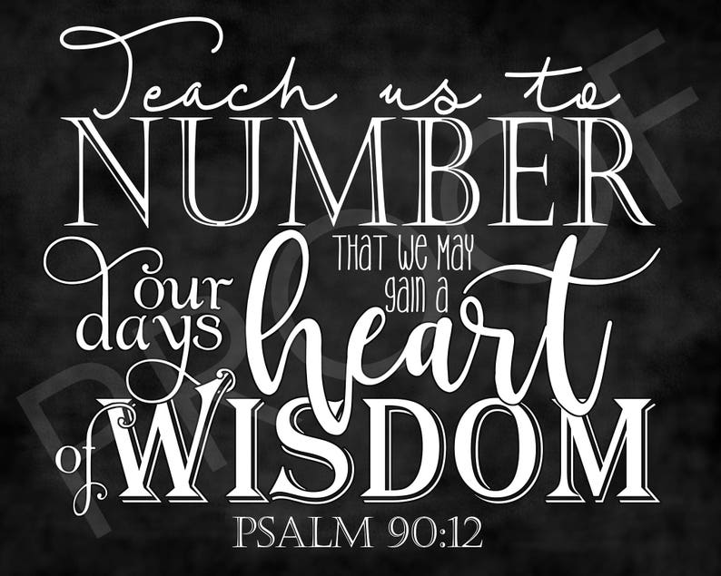 Scripture Art - Psalm 90:12 ~ Chalkboard Style - Etsy