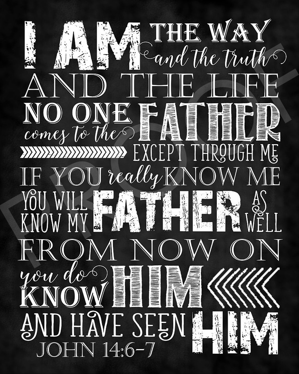 Scripture Art - John 14:6-7 ~ Chalkboard Style - Etsy