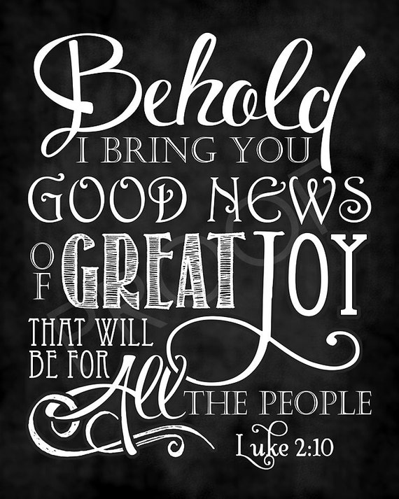 Scripture Art Luke 2:10 Chalkboard Style Christmas Scripture | Etsy