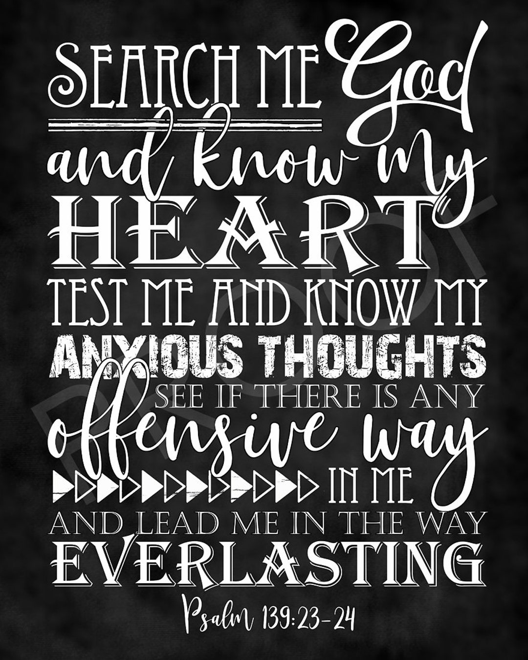 Scripture Art -psalm 139:23-24 ~ Chalkboard Style - Etsy