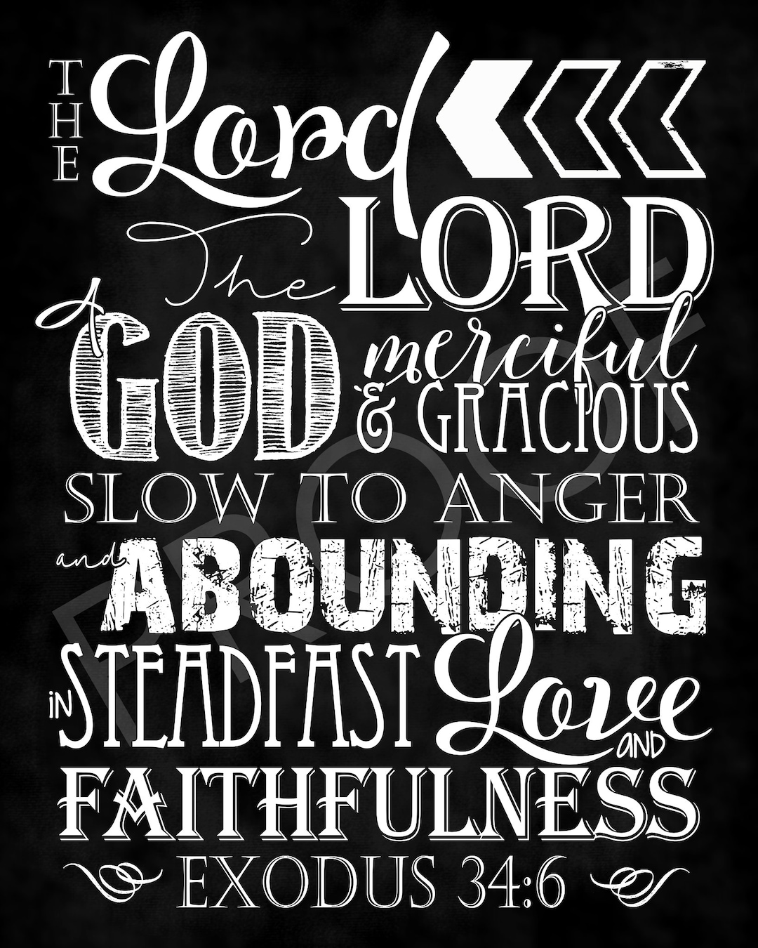 Scripture Art - Exodus 34:6 ~ Chalkboard Style - Etsy