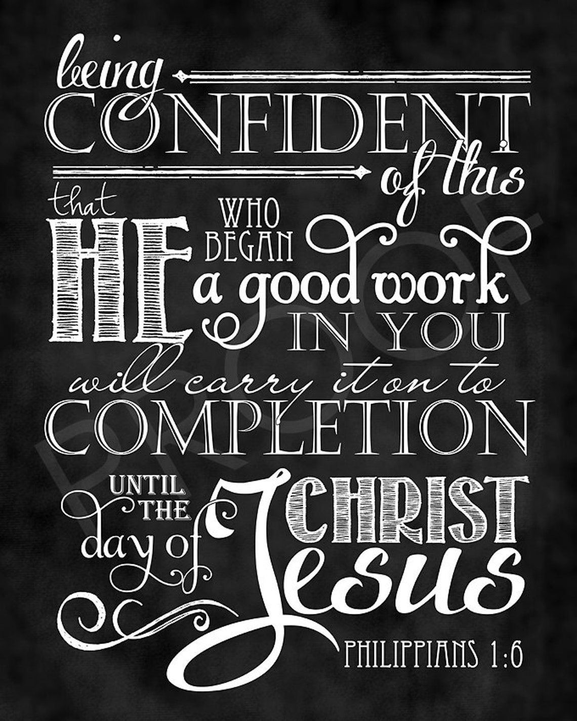 Scripture Art - Philippians 1:6 ~ Chalkboard Style - Etsy
