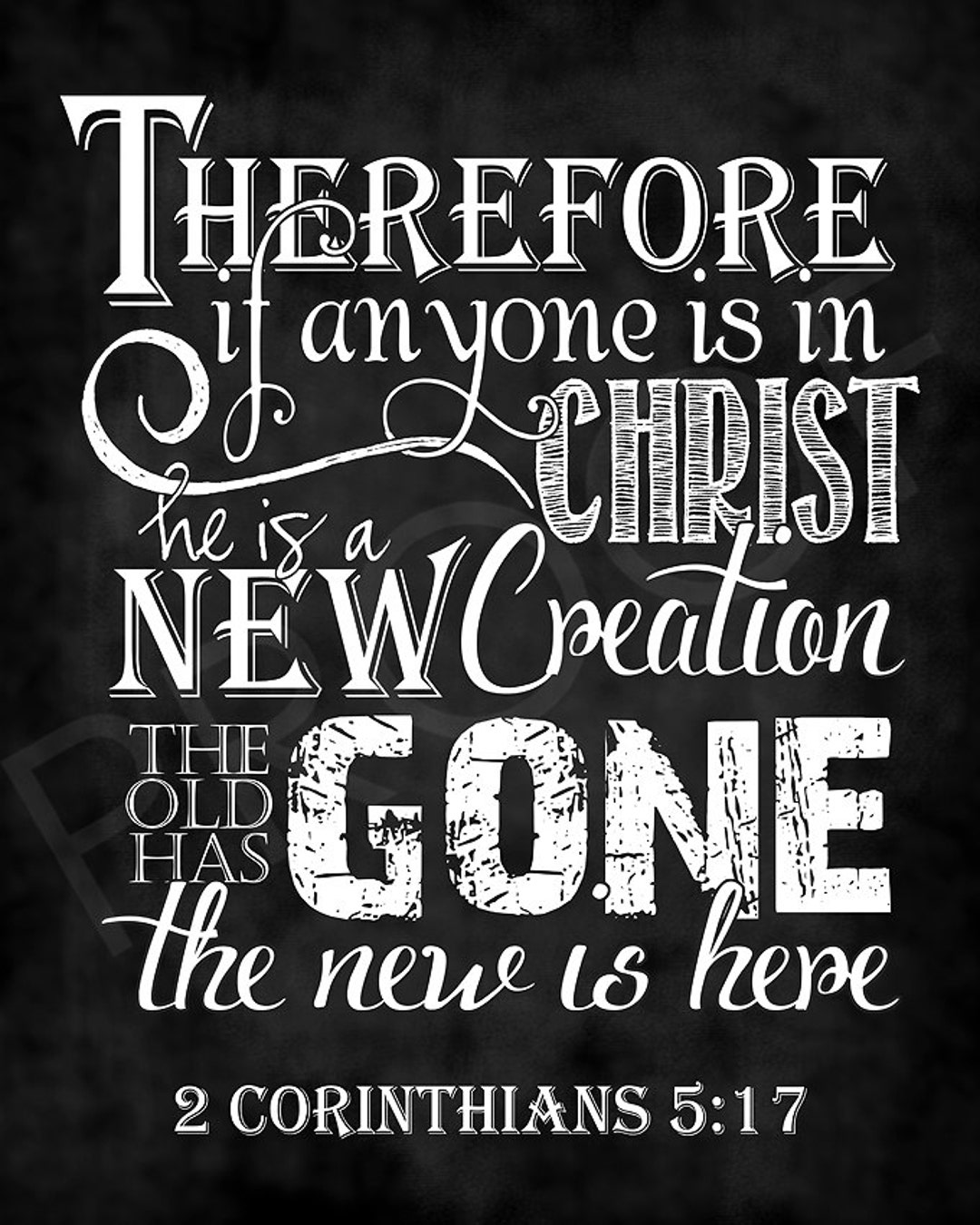 Scripture Art - 2 Corinthians 5:17 ~ Chalkboard Style - Etsy