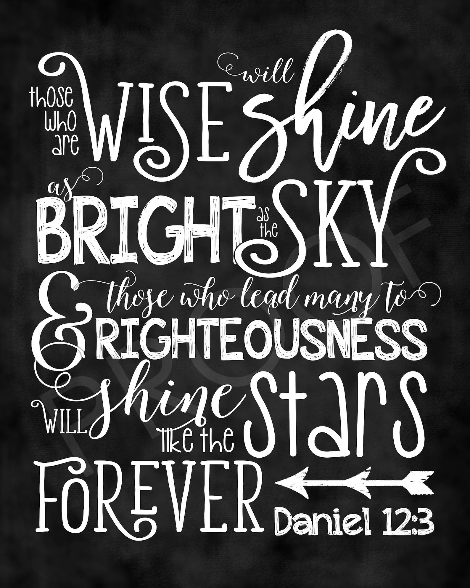 Scripture Art Daniel 12:3 Chalkboard Style - Etsy