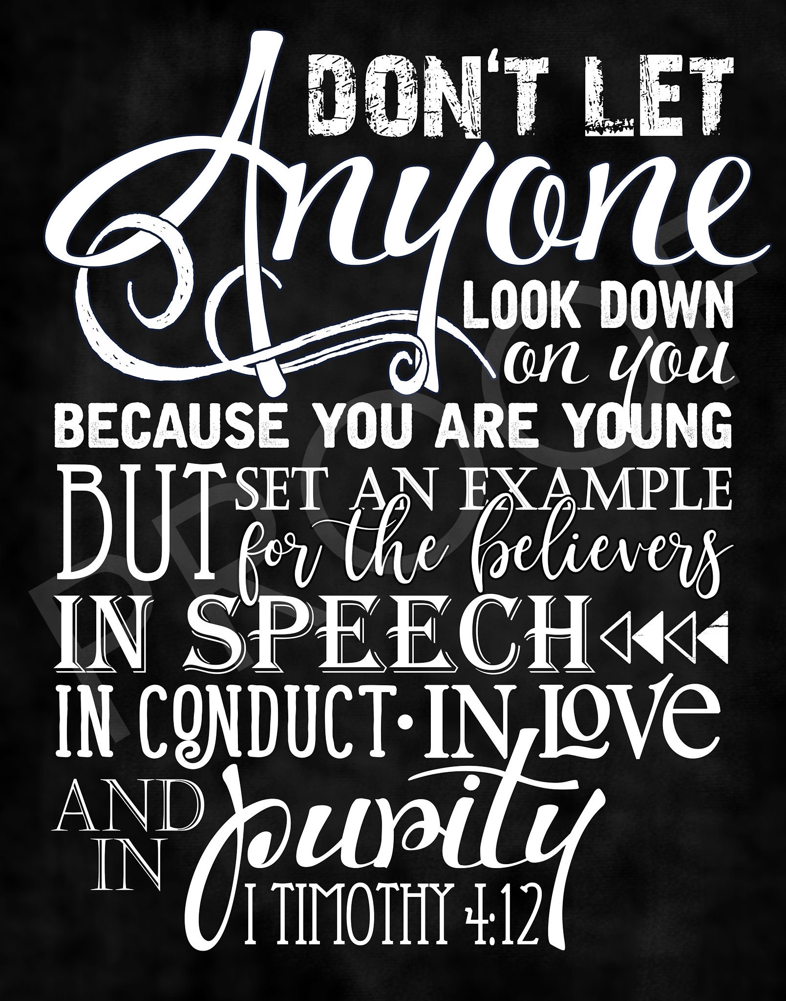 Scripture Art - I Timothy 4:12 Chalkboard Style - Etsy