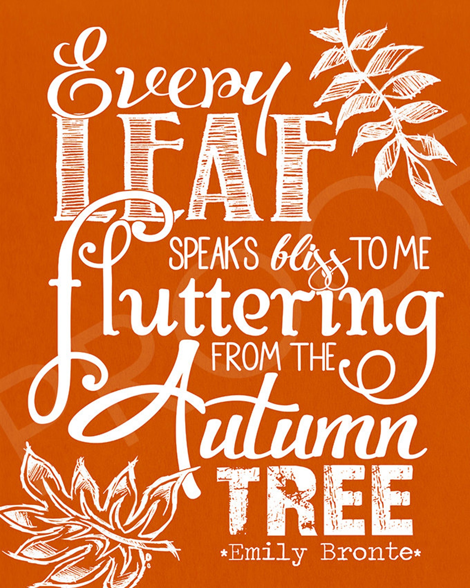 Chalkboard Quote - Emily Bronte ~ Autumn - Etsy