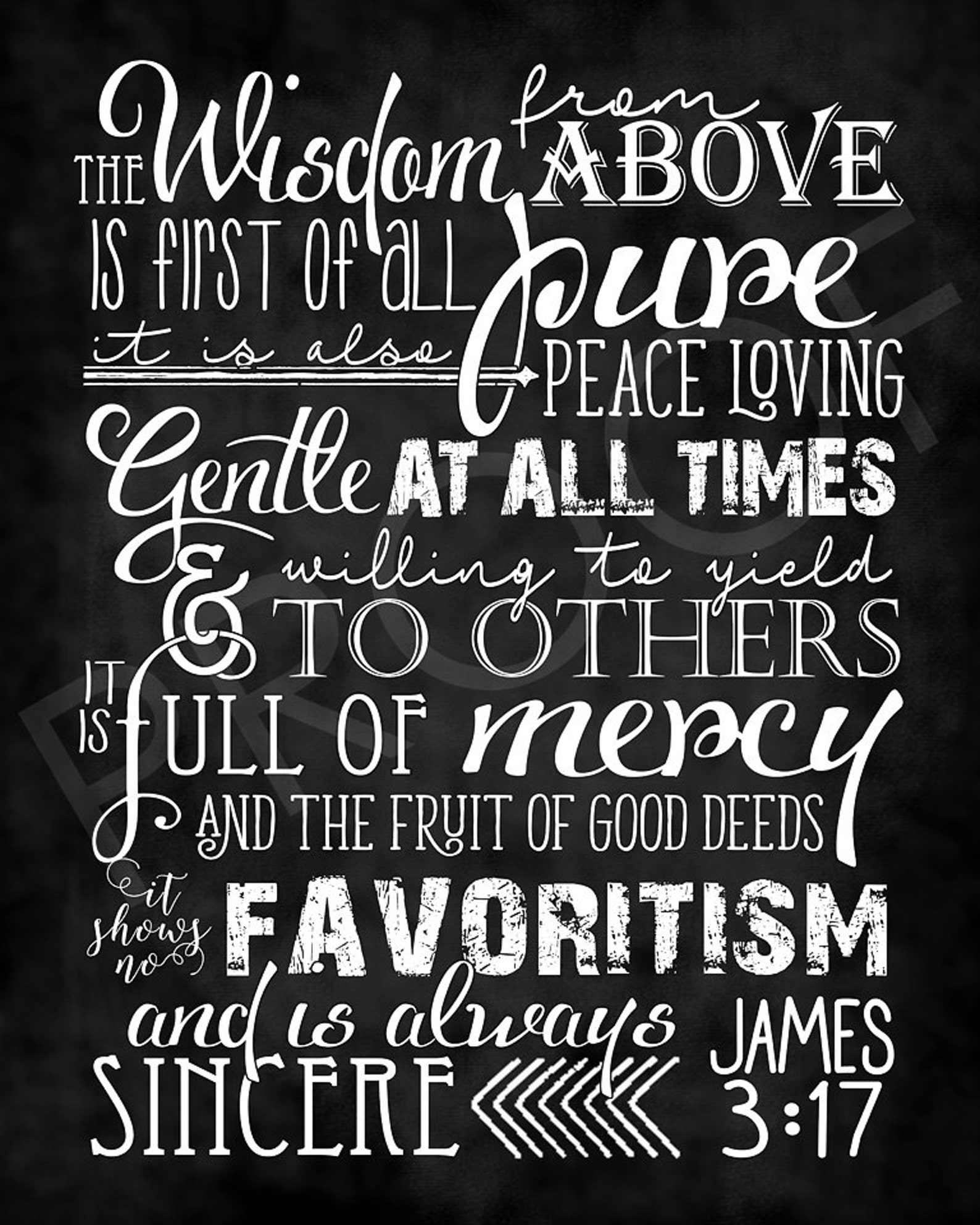 Scripture Art - James 3:17 ~ Chalkboard Style - Etsy