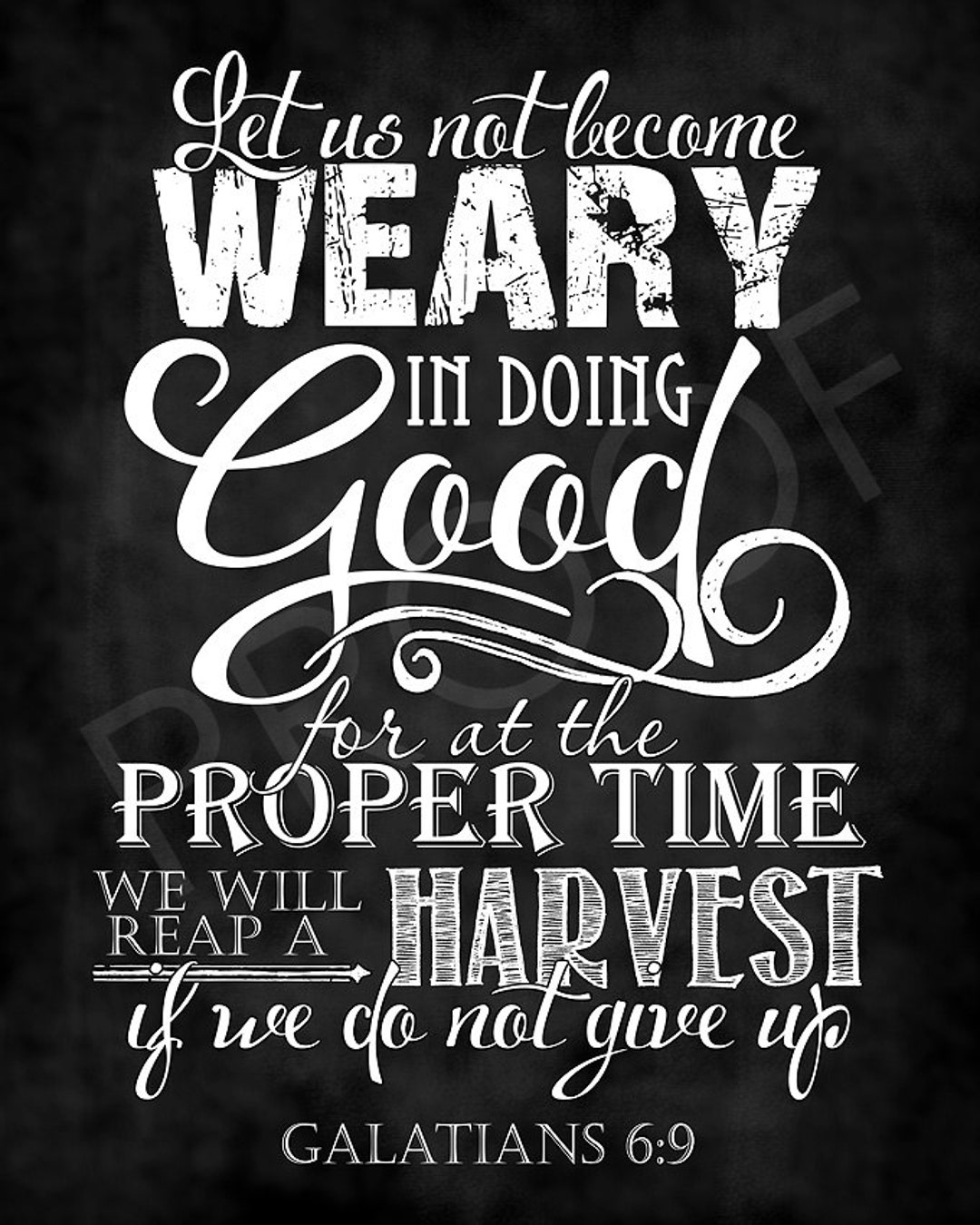 Scripture Art - Galatians 6:9 ~ Chalkboard Style - Etsy