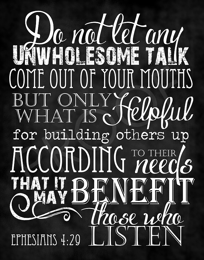 Scripture Art Ephesians 4:29 Chalkboard Style - Etsy