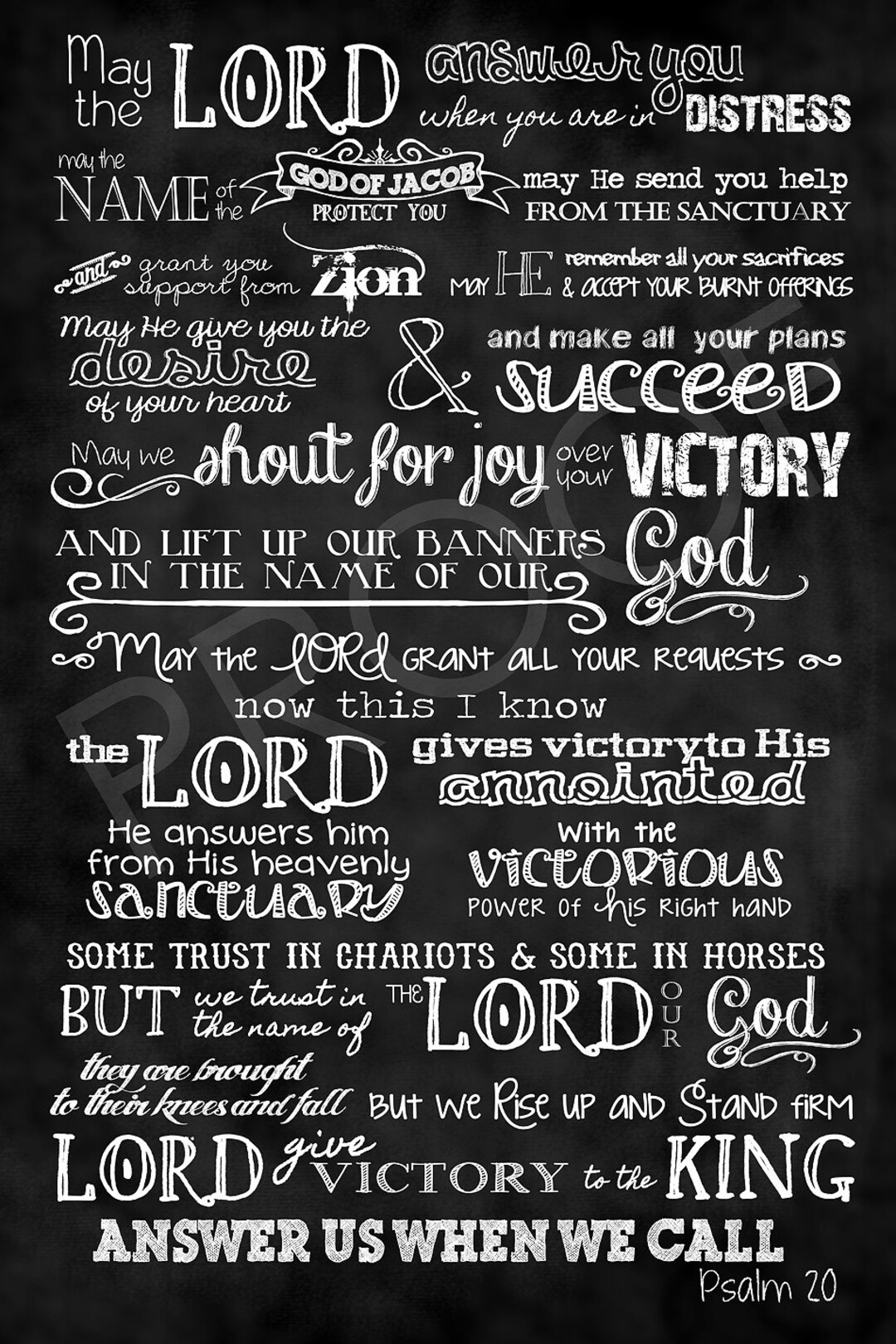 Scripture Art - Psalm 20 ~ Chalkboard Style - Etsy