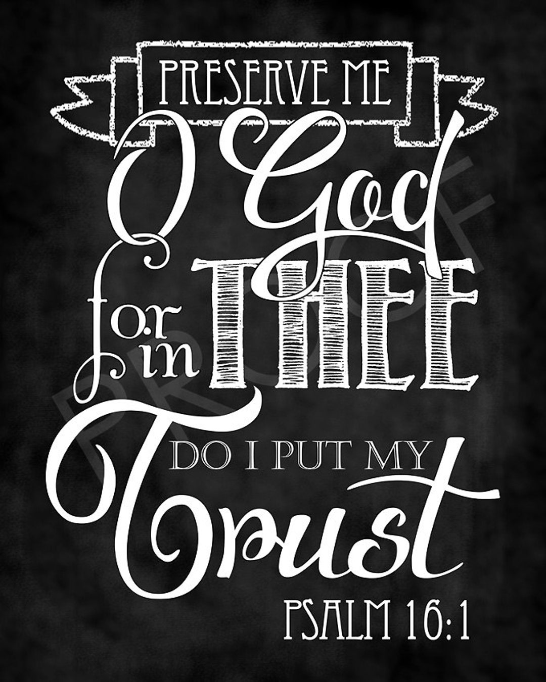 Scripture Art - Psalm 16:1 ~ Chalkboard Style - Etsy