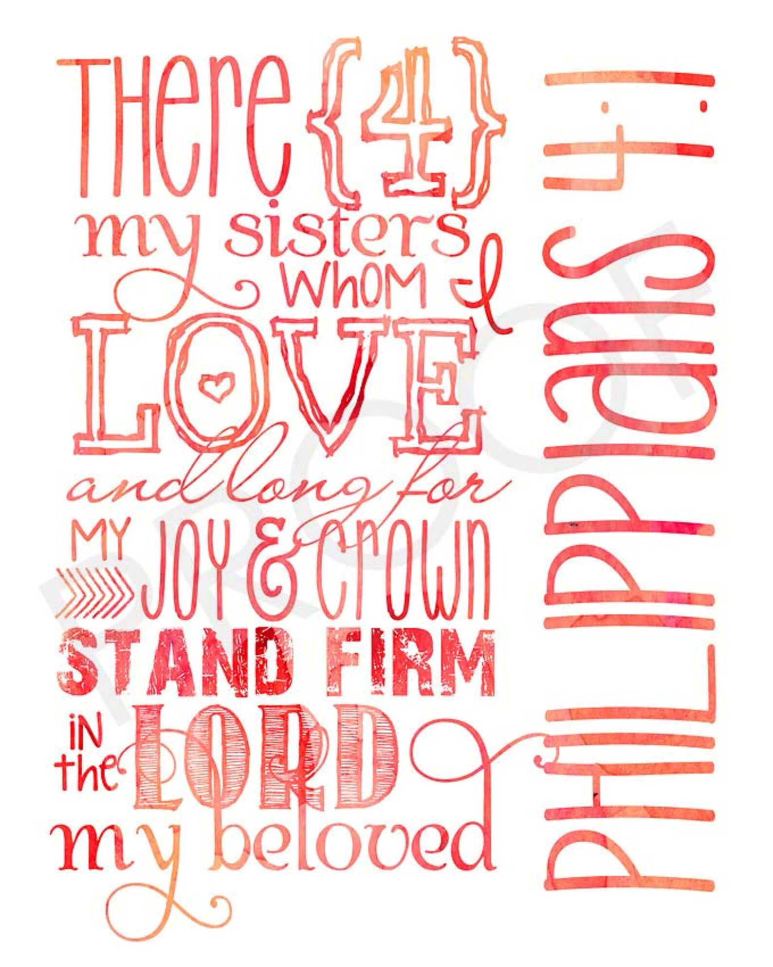 Scripture Art Philippians 4:1 Watercolor Lettering - Etsy