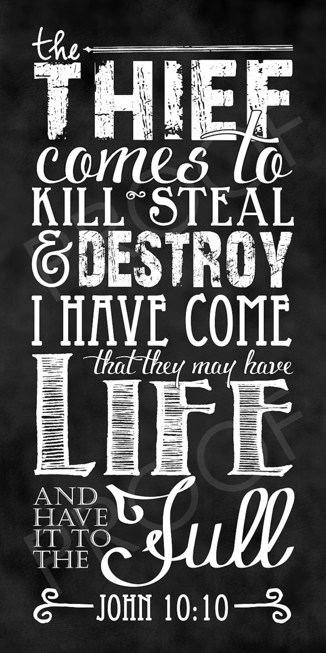 Scripture Art - John 10:10 Chalkboard Style (long Format) - Etsy