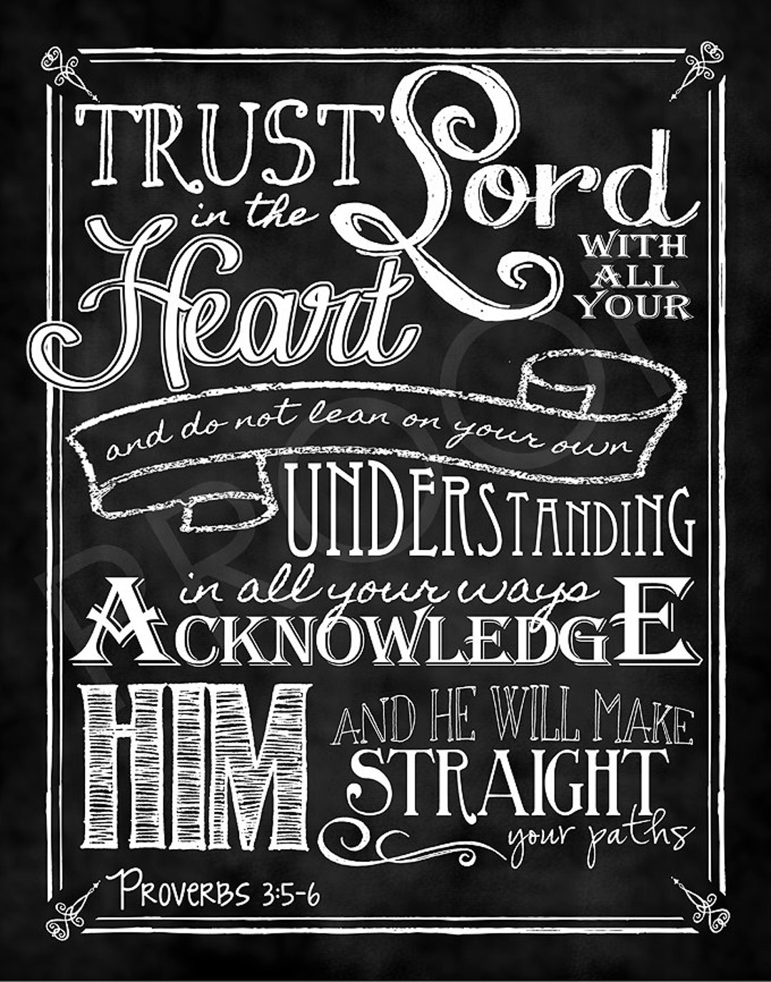 Scripture Art - Proverbs 3:5-6 ~ Chalkboard Print - Etsy
