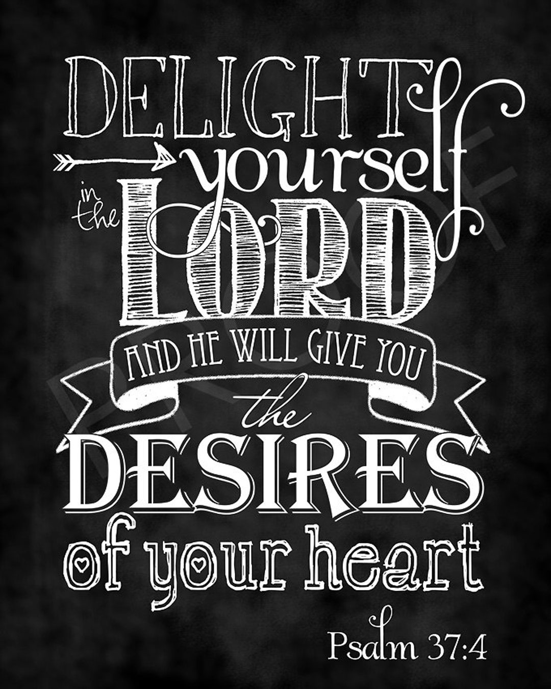 Scripture Art - Psalm 37:4 ~ Chalkboard Style - Etsy