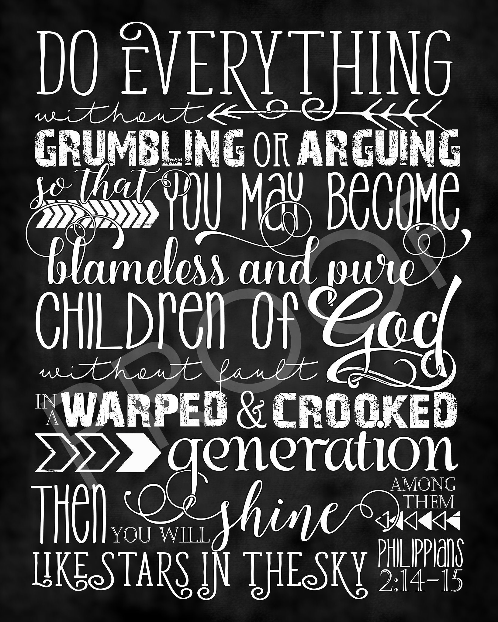 Scripture Art Philippians 2:14-15 Chalkboard Style | Etsy