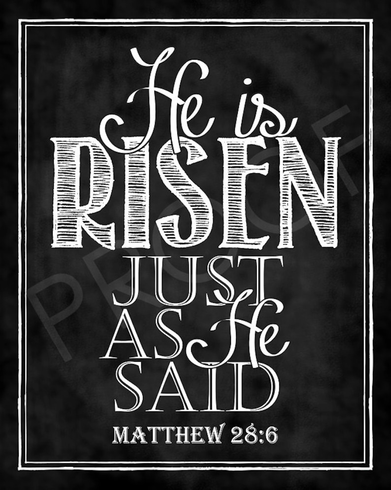 Easter Scripture Art Matthew 28:6 Chalkboard Style - Etsy
