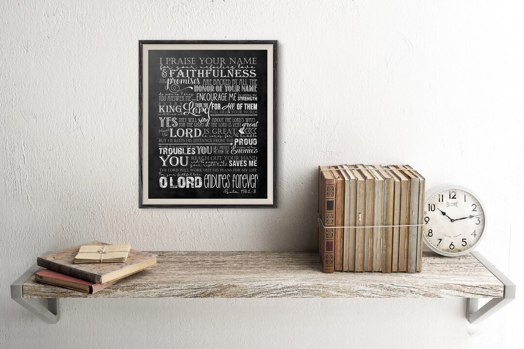Scripture Art - Psalm 138:2-8 ~ Chalkboard Style - Etsy
