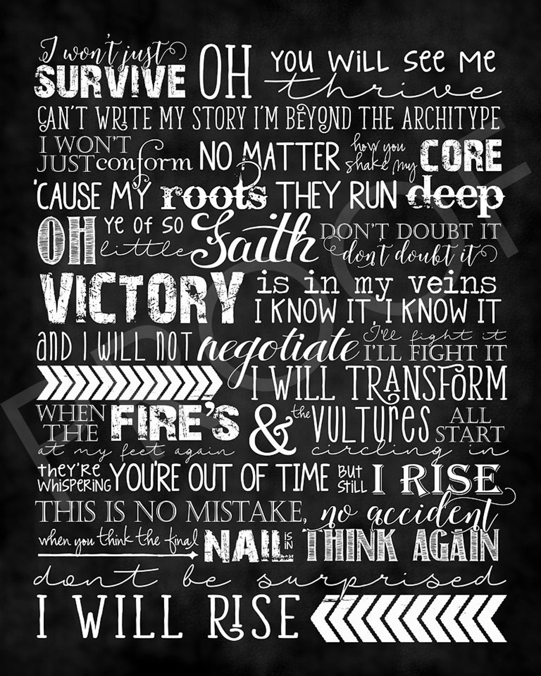 Chalkboard Typography - I Will Rise ~ Katy Perry - Etsy