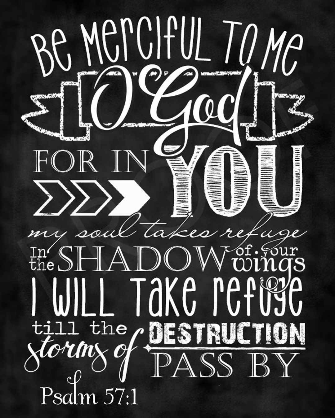 Scripture Art - Psalm 57:1 ~ Chalkboard Style - Etsy