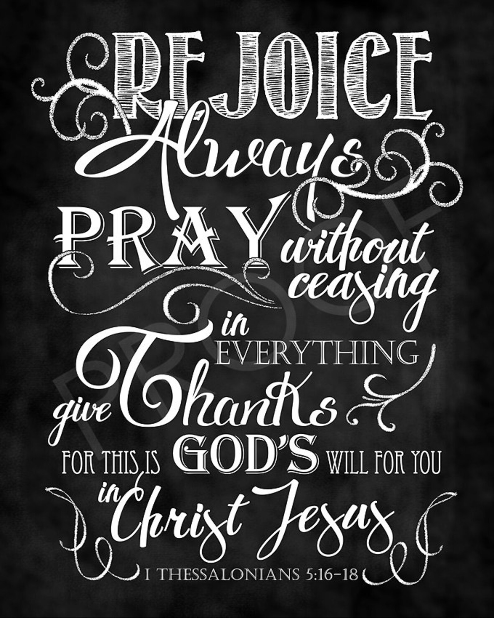 Scripture Art I Thessalonians 5:16-18 Chalkboard Style - Etsy