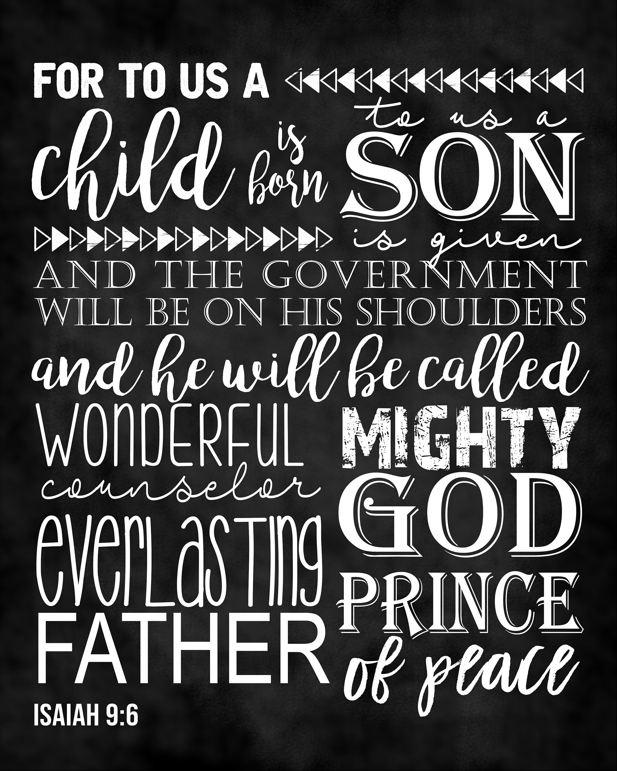 Scripture Art - Isaiah 9;6 ~ Chalkboard Style - Etsy