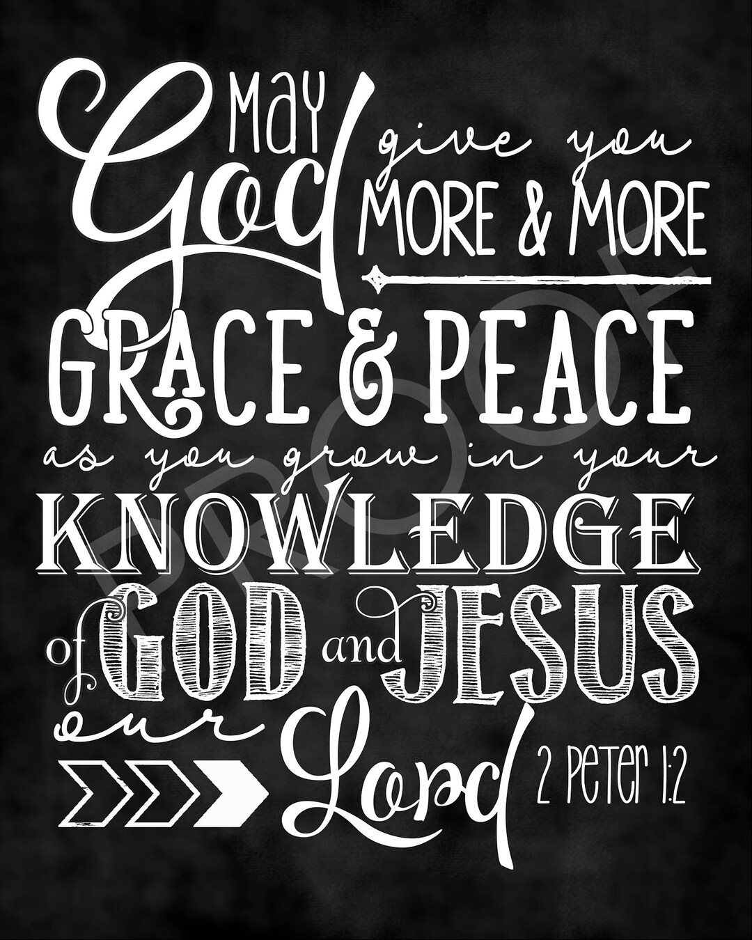 Scripture Art - 2 Peter 1:2 ~ Chalkboard Style - Etsy