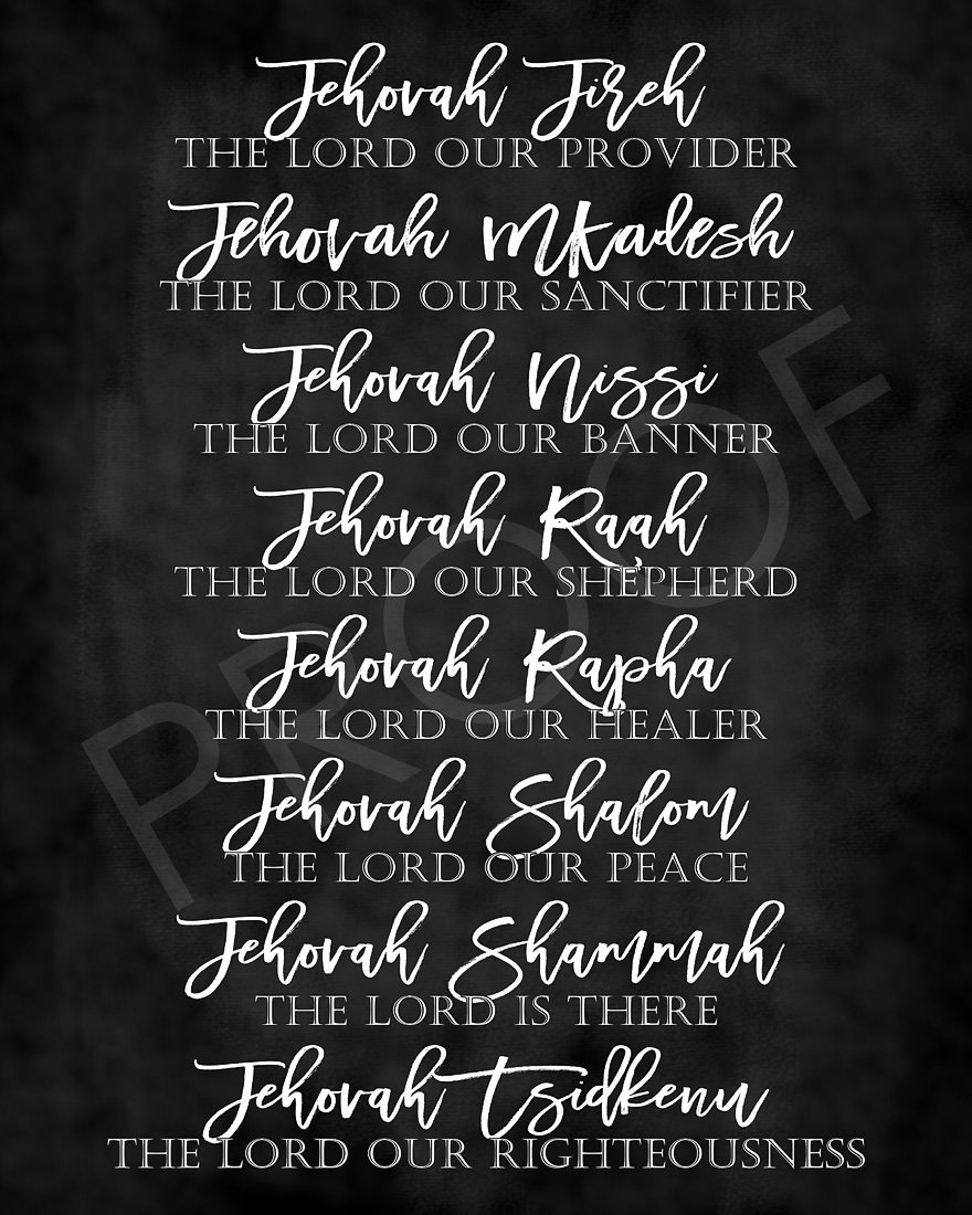 Scripture Art Names of God Chalkboard Style | Etsy