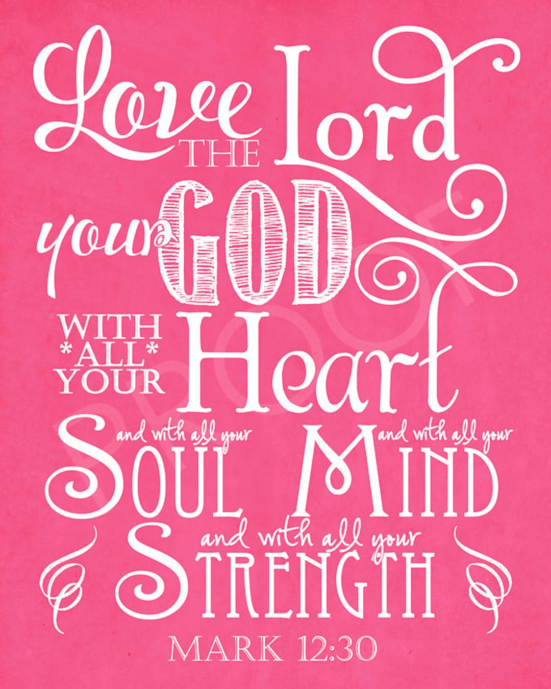 Scripture Art - Mark 12:30 ~ Chalkboard Style - Etsy