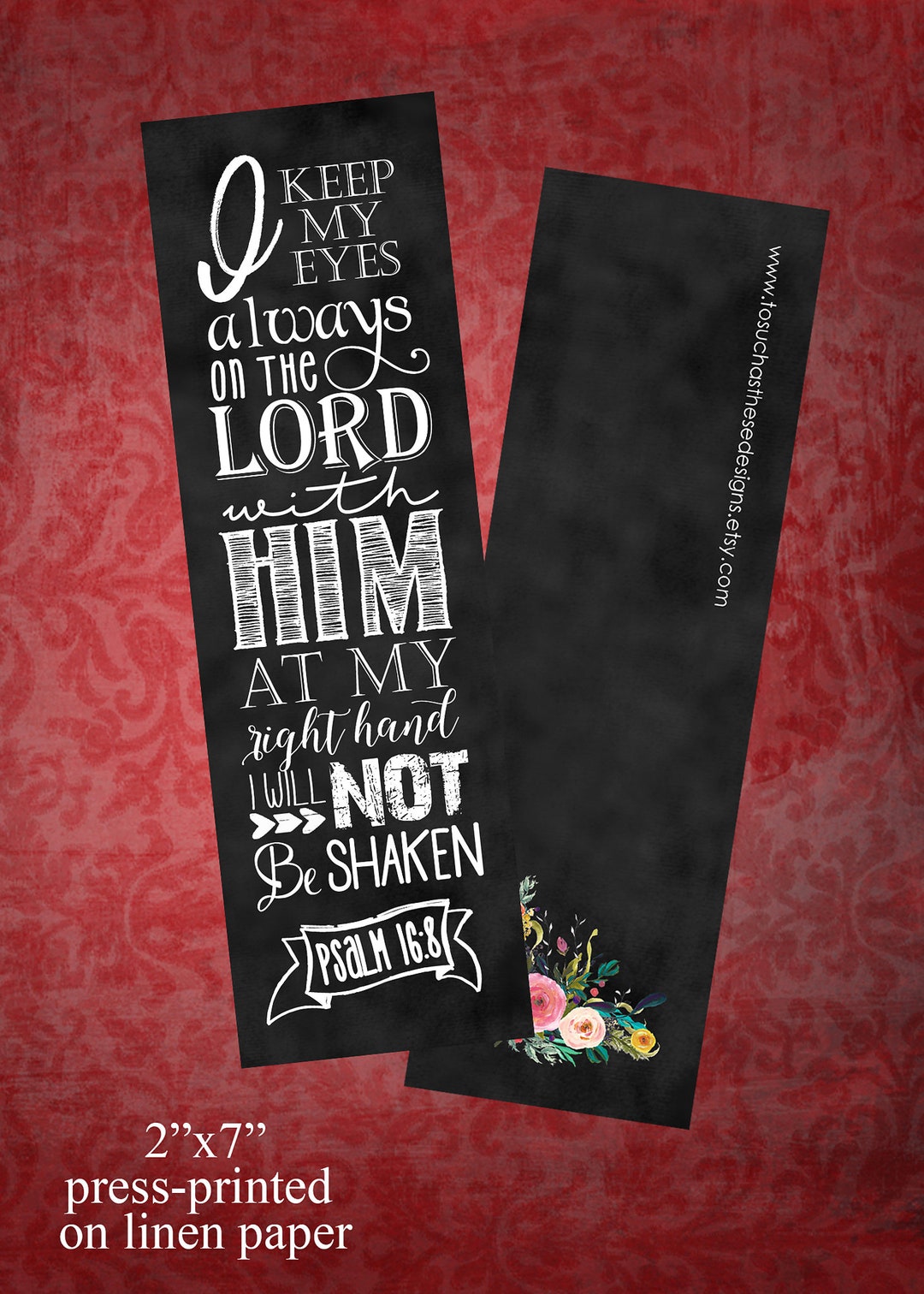 Set of 5 Bookmarks - Psalm 16:8 - Etsy