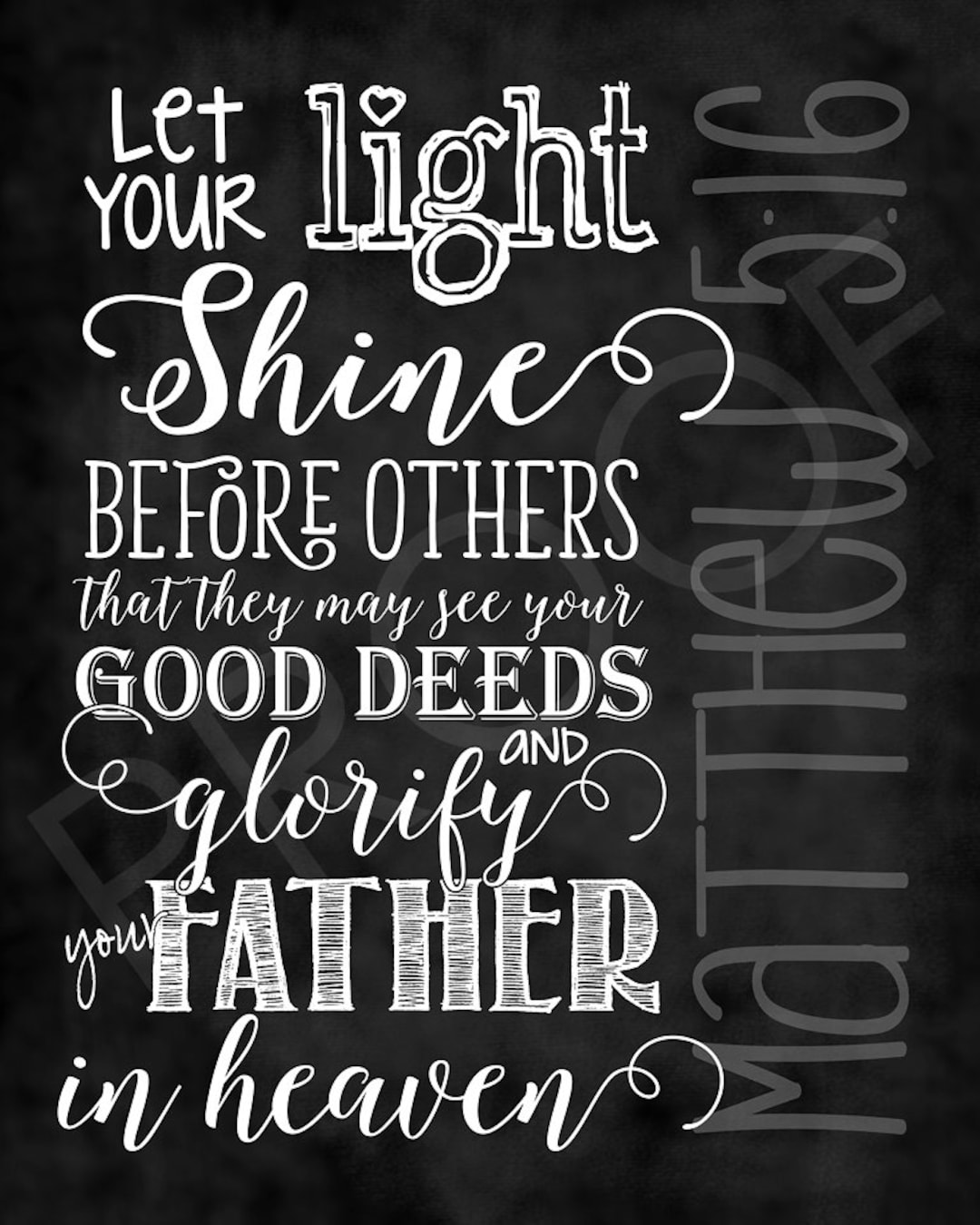 Scripture Art - Matthew 5:16 ~ Chalkboard Style - Etsy
