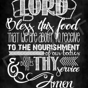Scripture Art - Mealtime Prayer ~ Chalkboard Style - Etsy