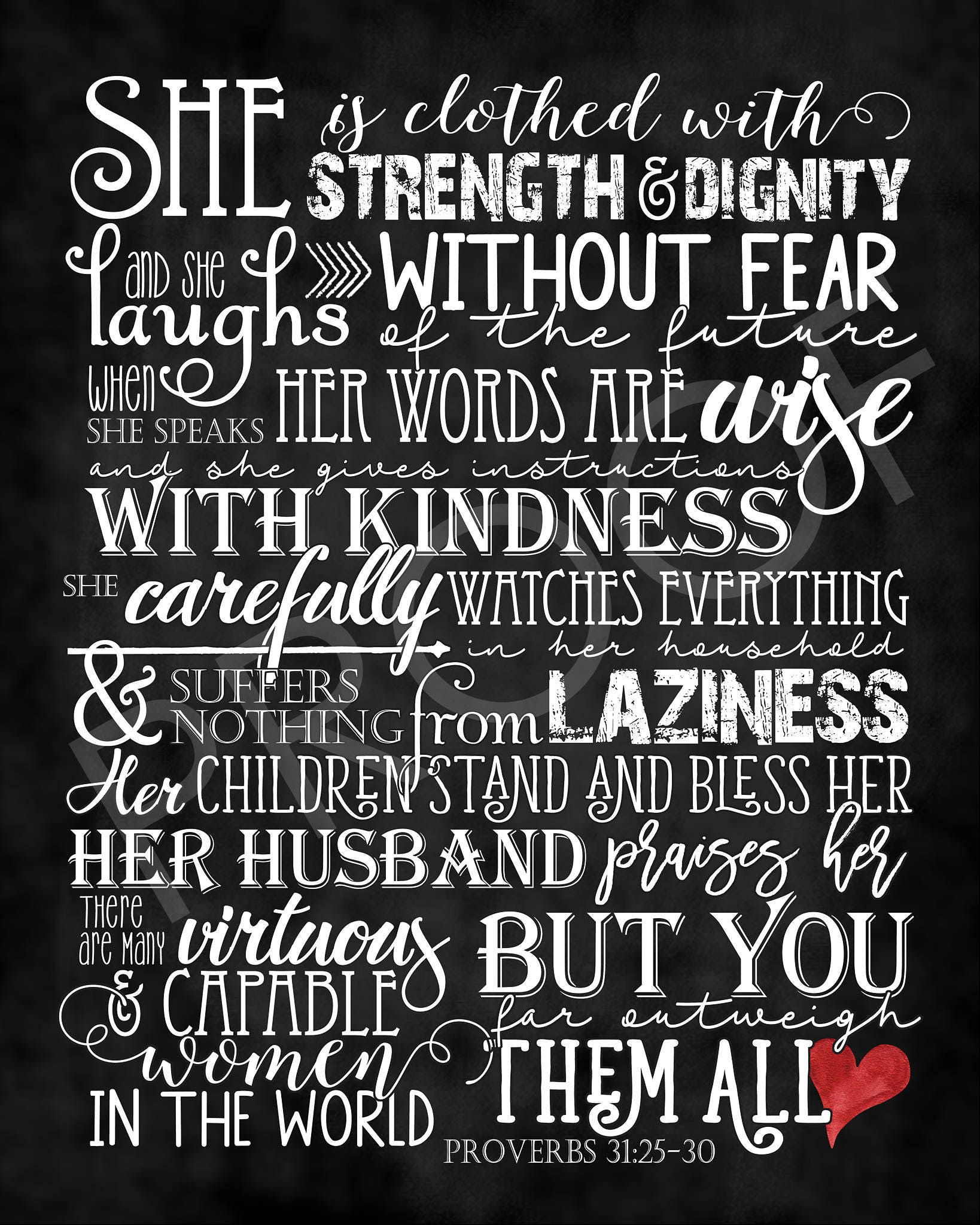 Scripture Art Proverbs 31 25 30 Chalkboard Style Etsy Scripture Art Proverbs 31 25 30 Chalkboard Style Etsy