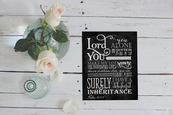 Scripture Art Psalm 16:5-6 Chalkboard Style | Etsy