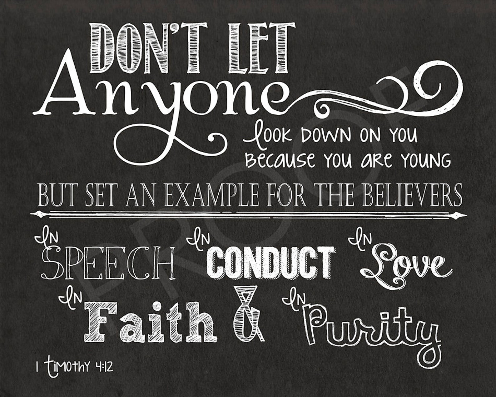 Scripture Art I Timothy 4:12 Chalkboard Style - Etsy