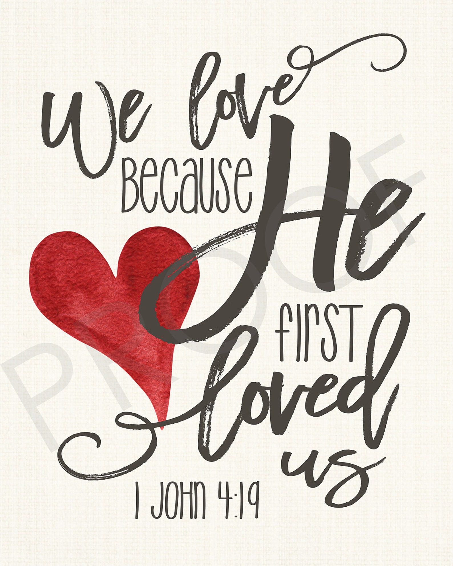 Scripture Art I John 4:19 Watercolor Heart - Etsy