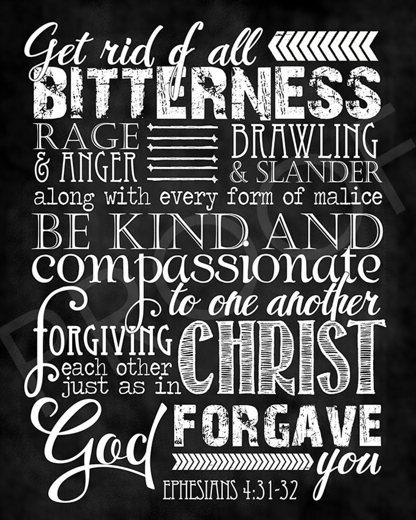 Scripture Art Ephesians 4:31-32 Chalkboard Style - Etsy