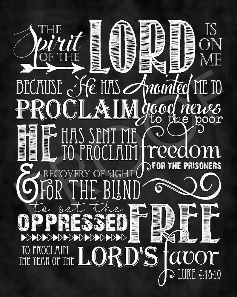 Scripture Art - Luke 4:18-19 ~ Chalkboard Style - Etsy