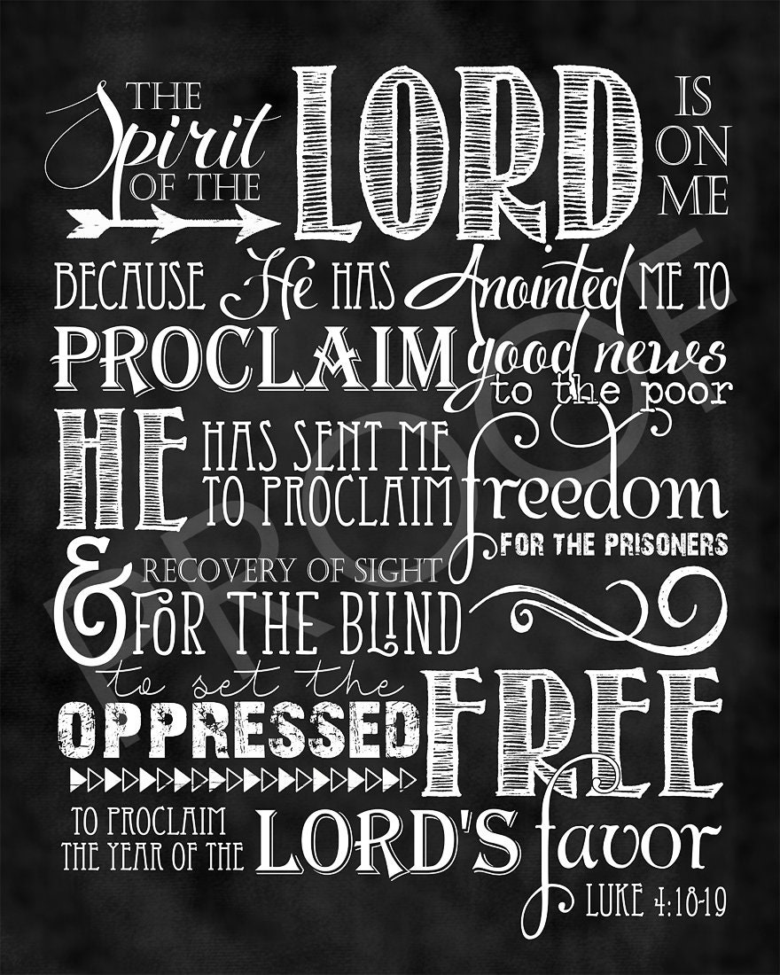 Scripture Art - Luke 4:18-19 ~ Chalkboard Style - Etsy