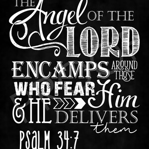 Scripture Art - Psalm 34:7 ~ Chalkboard Style - Etsy