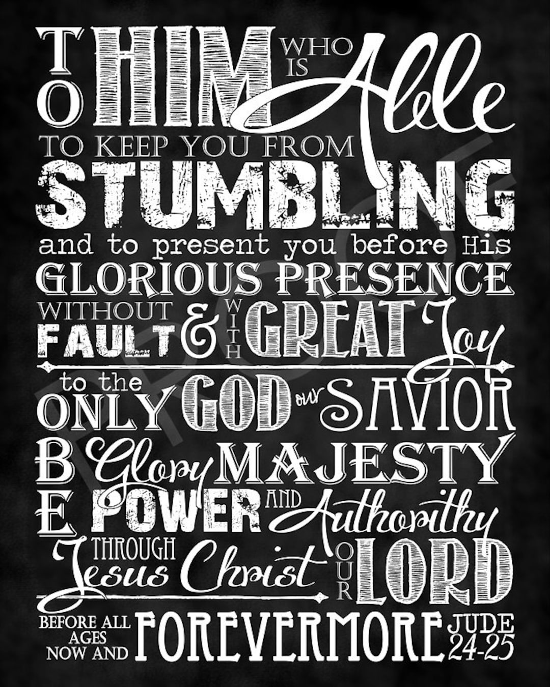 Scripture Art - Jude 24-25 ~ Chalkboard Style - Etsy