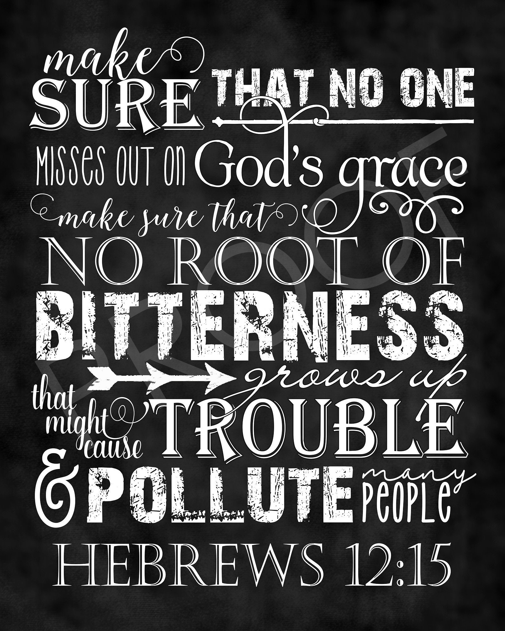 Scripture Art - Hebrews 12:15 ~ Chalkboard Style - Etsy