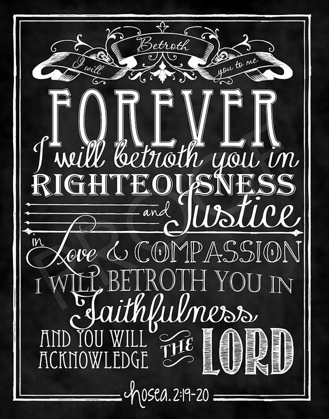 Scripture Art - Hosea 2:19-20 ~ Chalkboard Style - Etsy